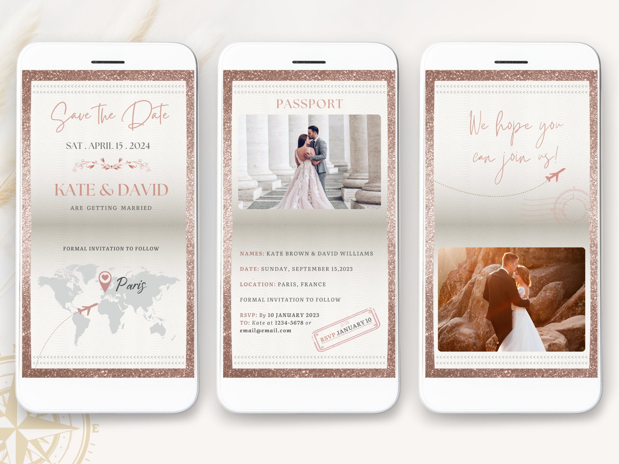 Digital Save the Date Template Passport Invitation Template Digital ...