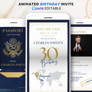Birthday Travel Invitation, Digital Travel Invitations, 50th Birthday ...