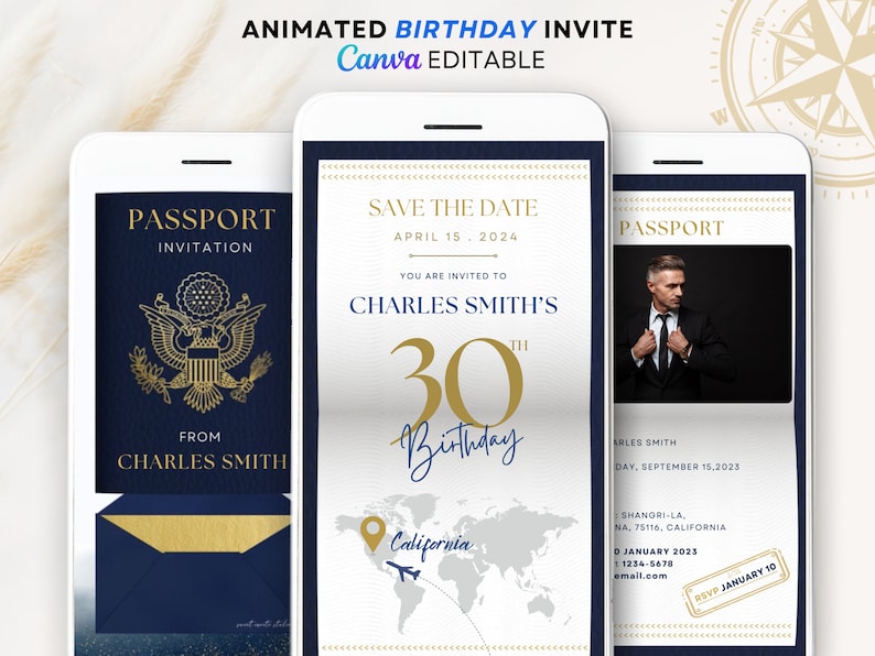 Birthday Travel Invitation, Digital Travel Invitations, 50th Birthday ...