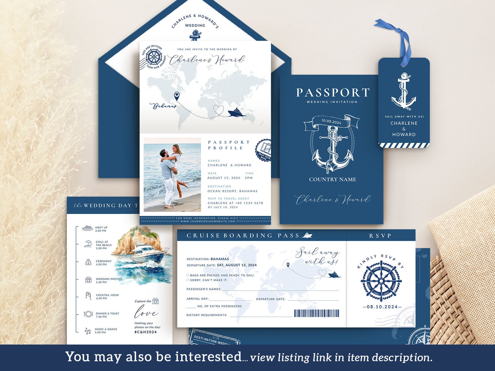 Nautical Save the Date, Boarding Pass Save the Date Template, Cruise ...