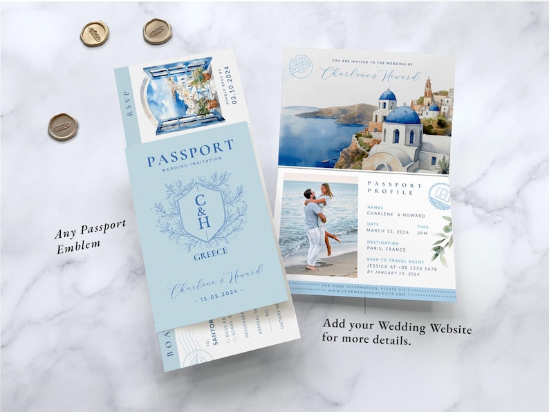 Greece Wedding Invite Set Greek Wedding Invite Santorini Wedding Invite ...