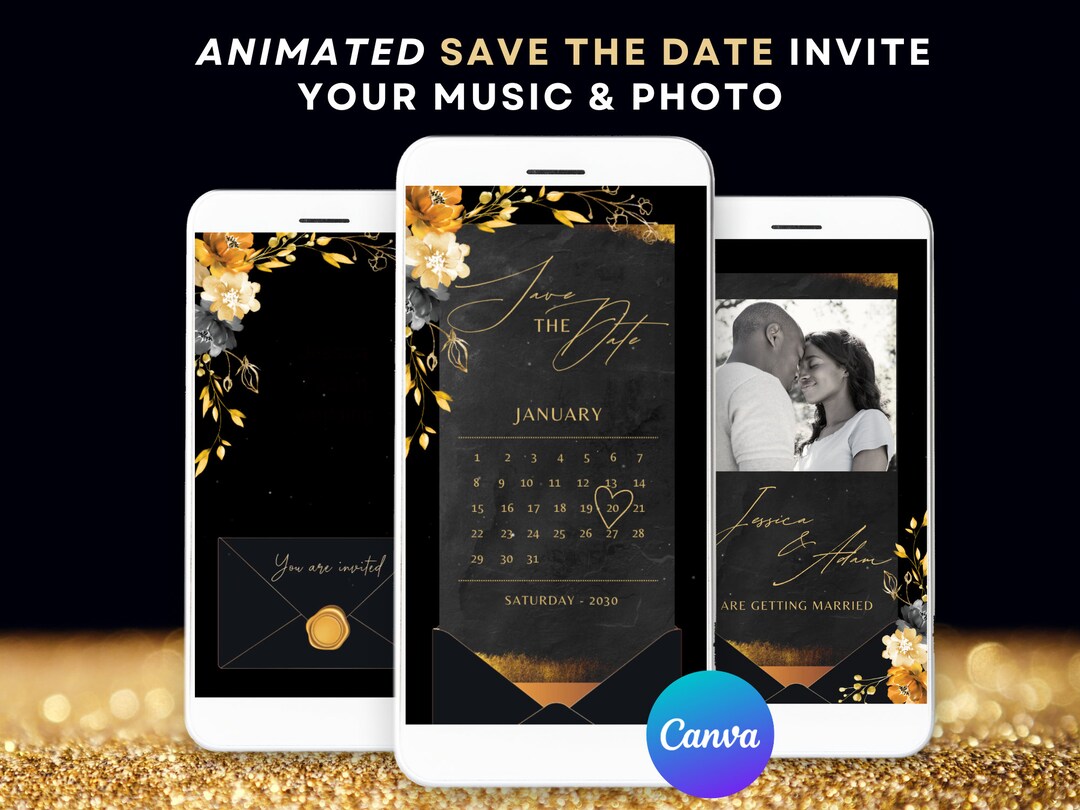 Calendar Save the Date Envelope Invite Black Save the Date Invite ...