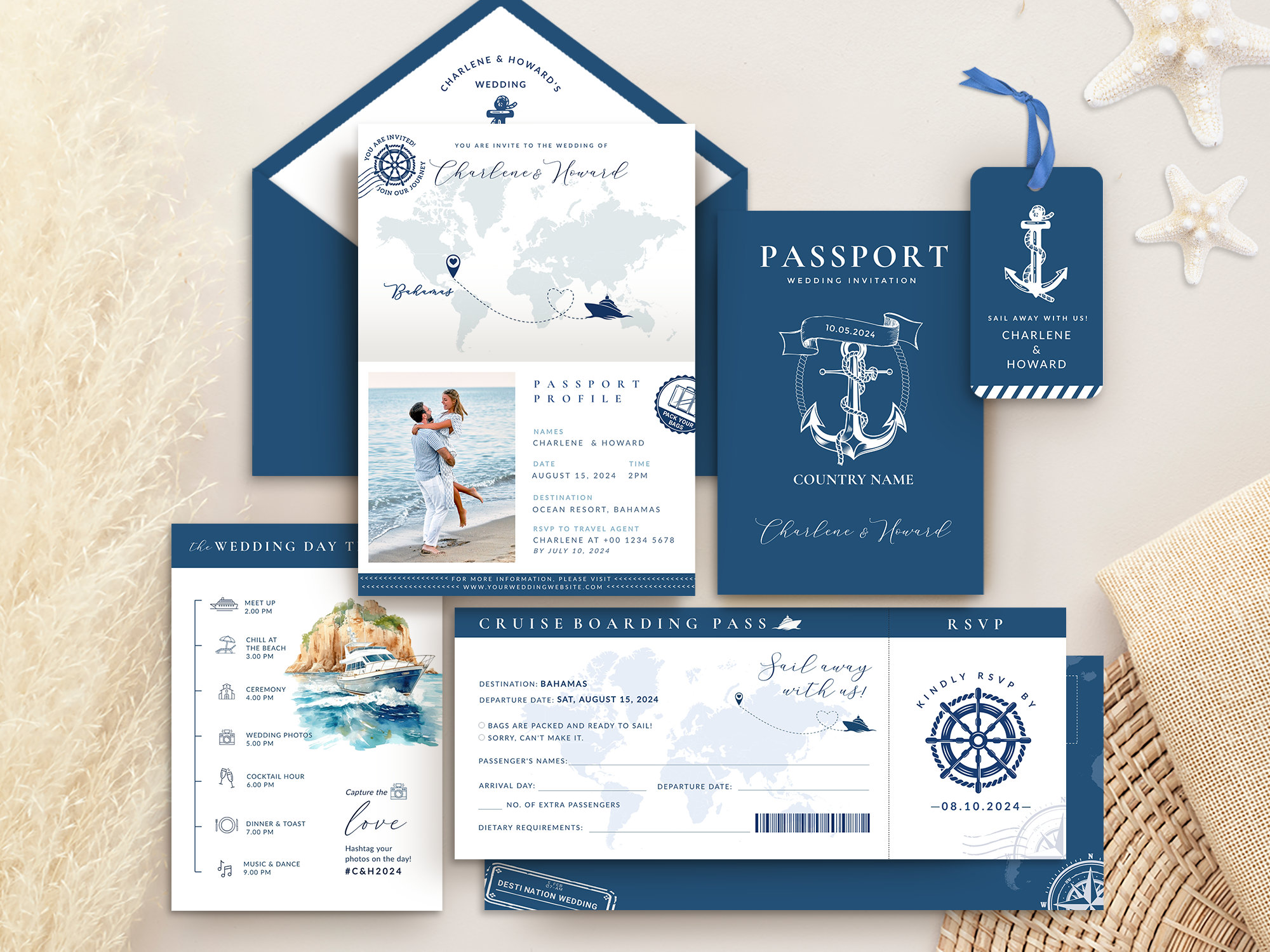 Cruise Wedding Invitation Nautical Wedding Invitation Template Passport ...