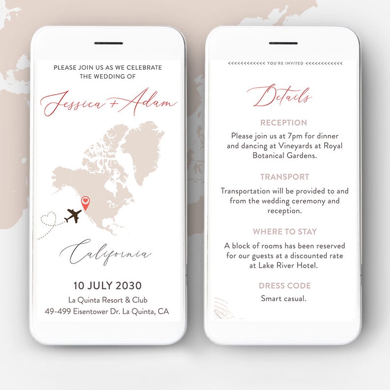 Digital Destination Wedding Invitation Wedding Invite Rsvp Digital ...
