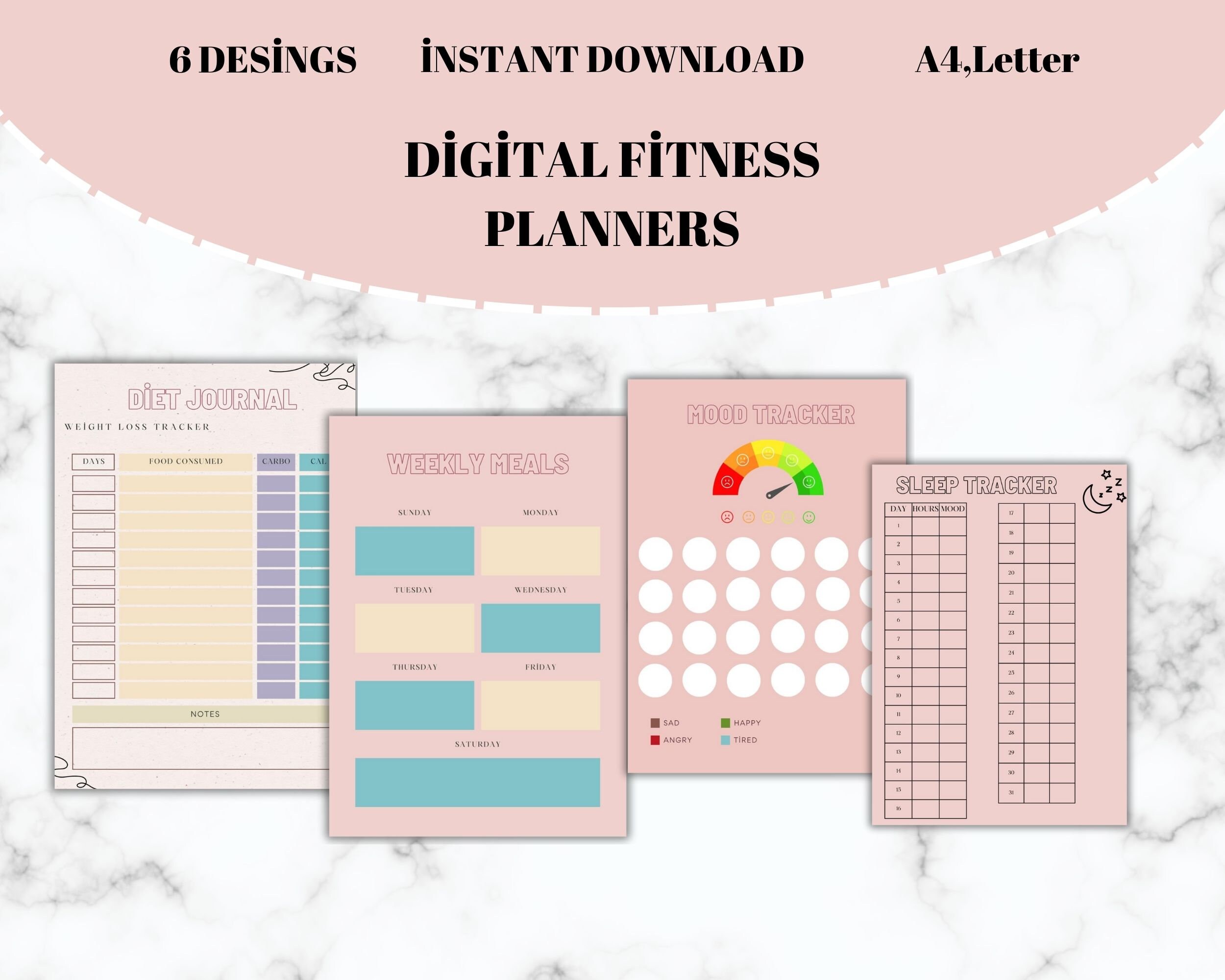 Fitness and Workout Tracker | Track Your Progress With Ease | A4 Size ...