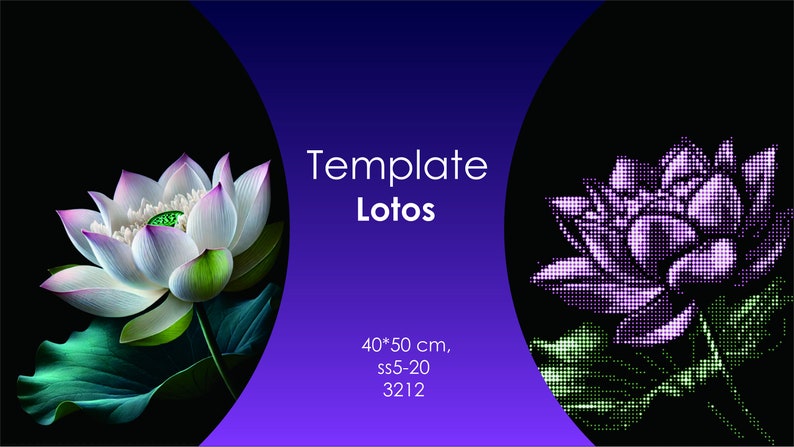 Lotus. Template for Rhinestone Layout, 1 or 2 Colors, SS5-20 Size ...