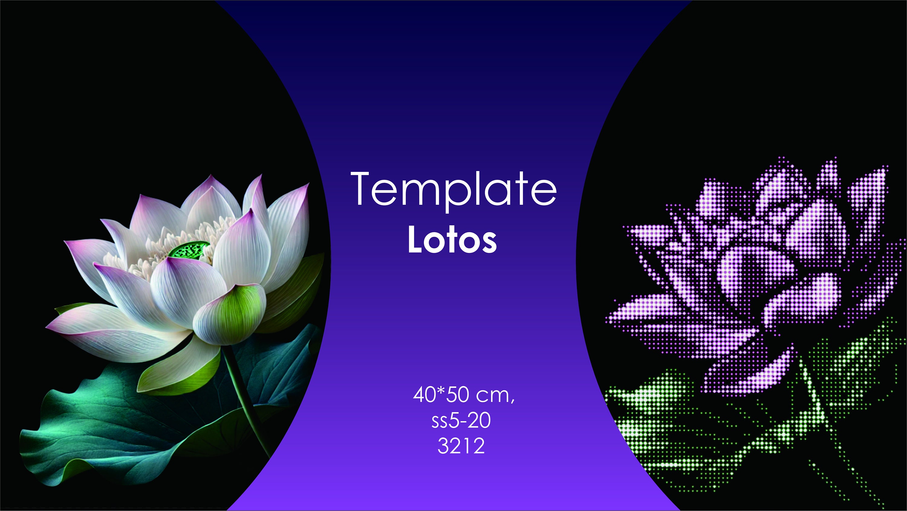 Lotus. Template for Rhinestone Layout, 1 or 2 Colors, SS5-20 Size ...