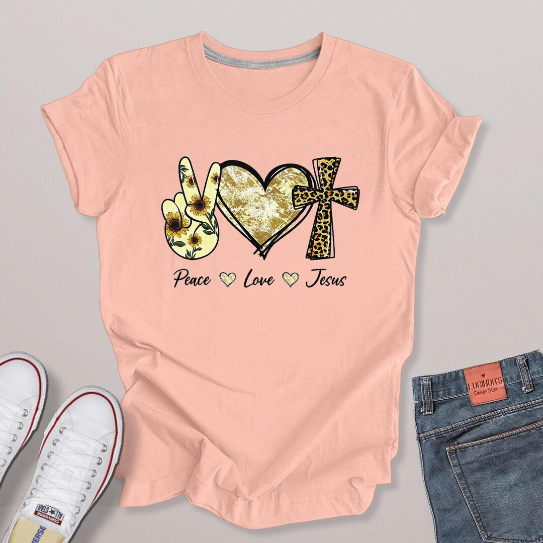 Peace Love Jesus Shirt, Cute Christianity Shirt, Cute Jesus Shirt, Gift ...