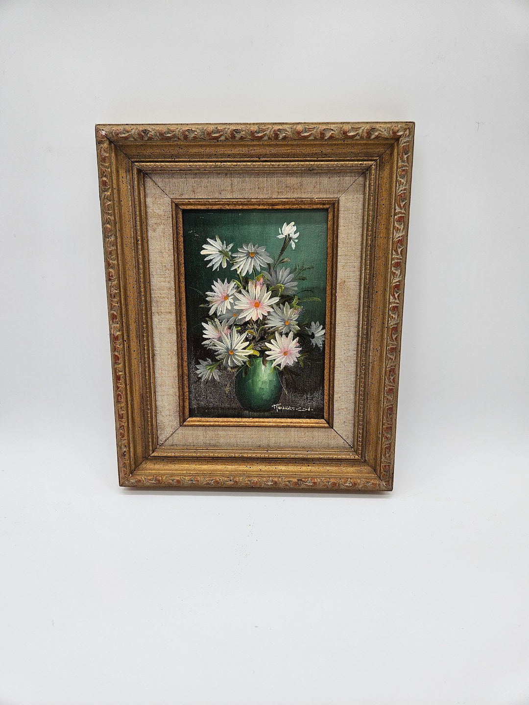 Mid Century Original Signed Robert Cox Daisy Flower Still Life Oil ...