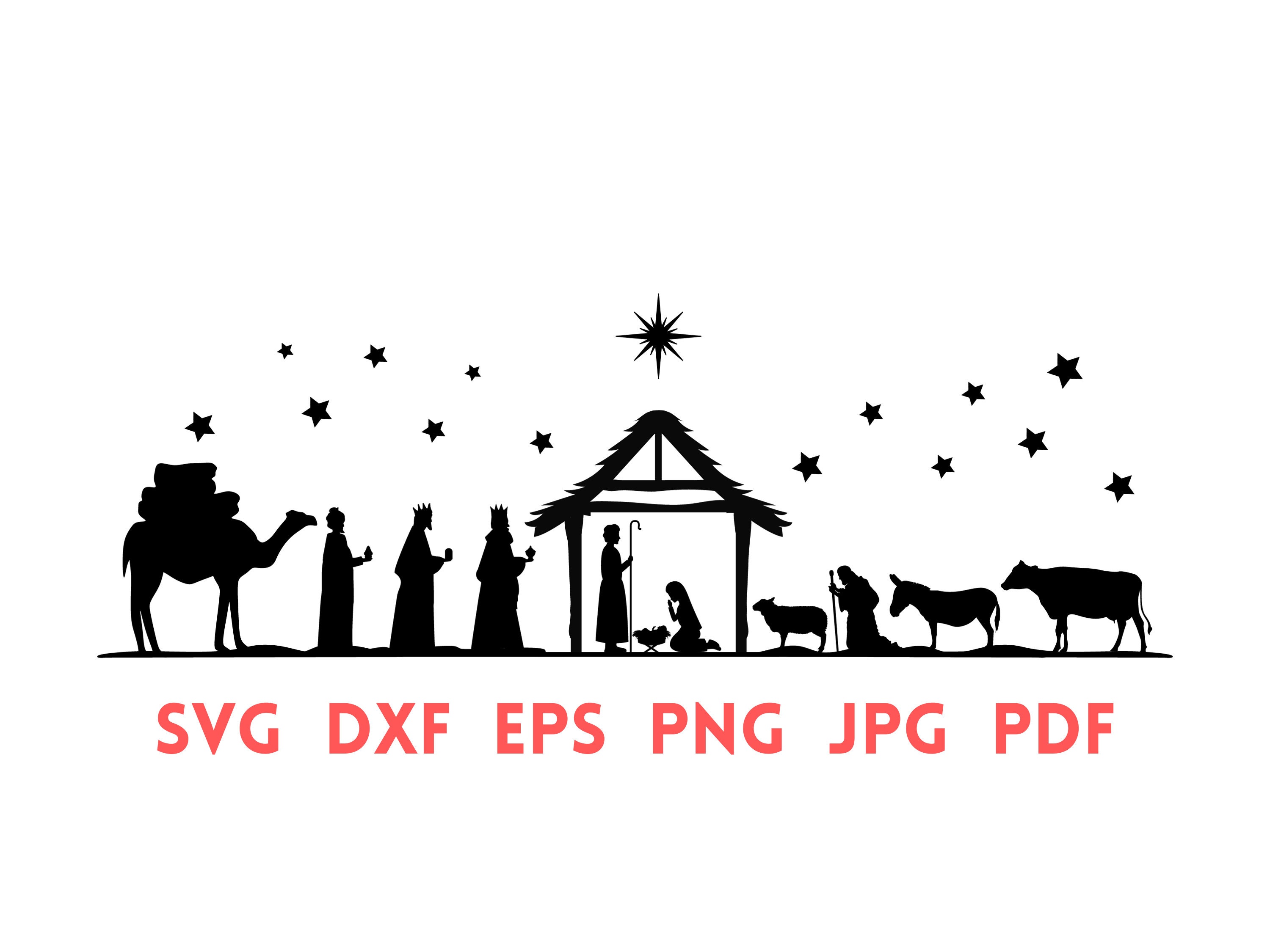 Nativity Scene SVG, Nativity SVG, PNG, Eps, Dxf, Jpg Instant Digital ...