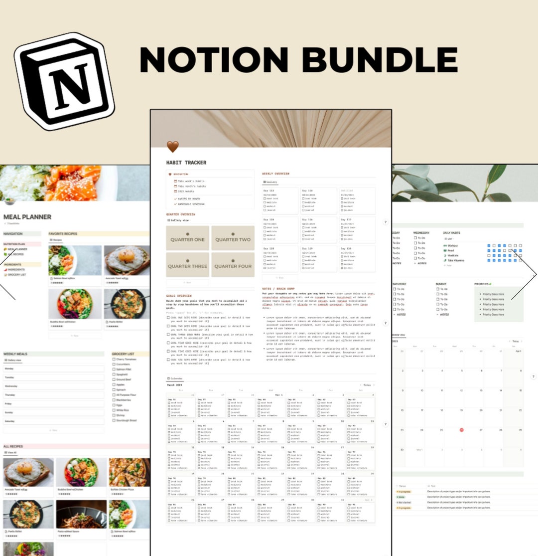 NOTION TEMPLATE BUNDLE 3 Templates Included - Etsy