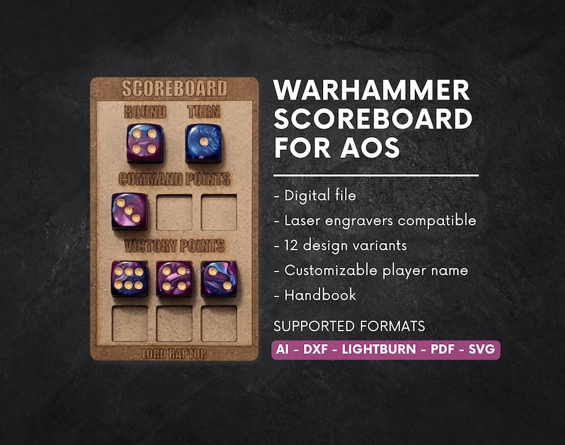 Warhammer Age of Sigmar Scoreboard SVG - PDF - DXF - Lightburn ...