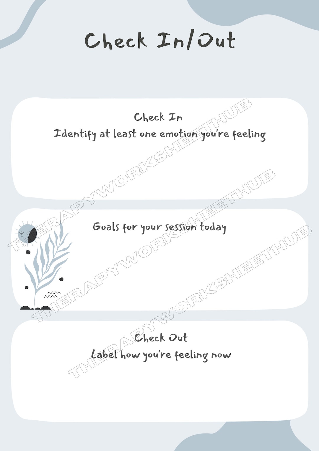 Therapy Session Check In/out Worksheet for Counselors - Etsy