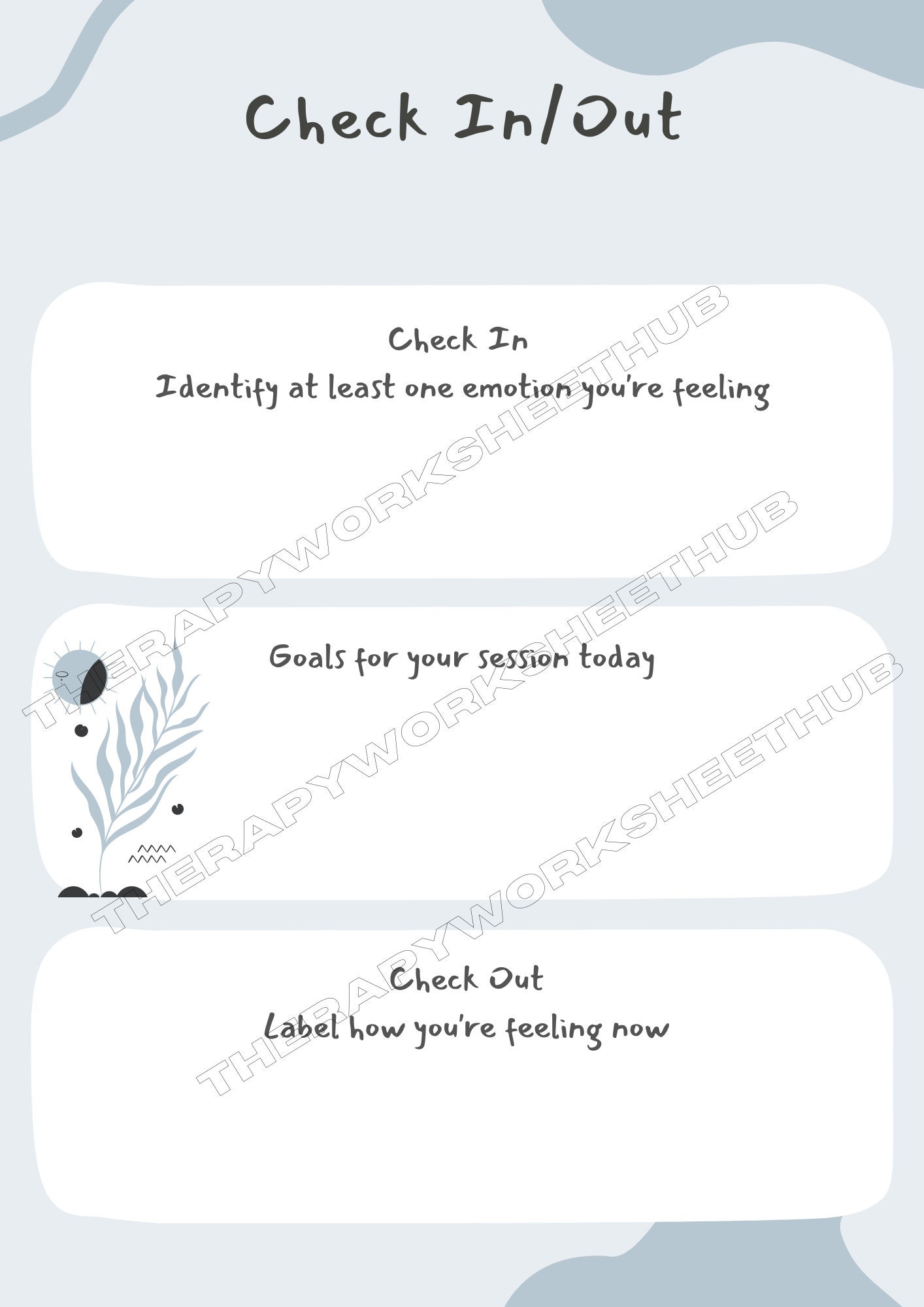 Therapy Session Check In/out Worksheet for Counselors - Etsy