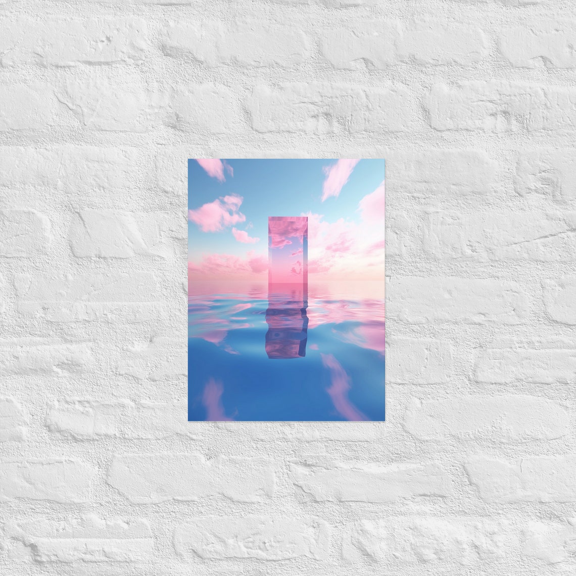 Abstract Vaporwave Landscape Water Reflection Print Poster Decoration ...