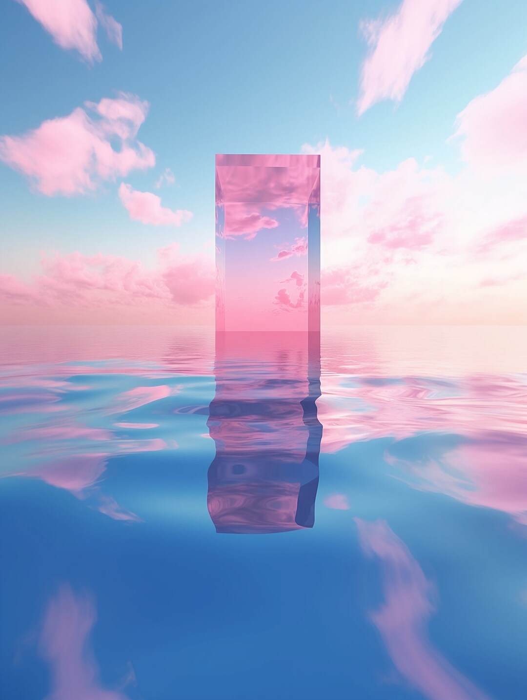 Abstract Vaporwave Landscape Water Reflection Print Poster Decoration ...