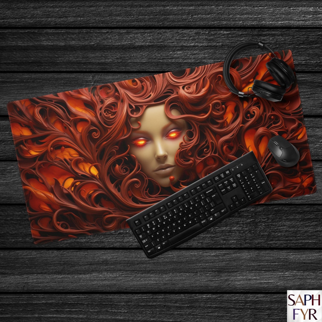 Gaming Desk Mat Fire Goddess Design - Etsy
