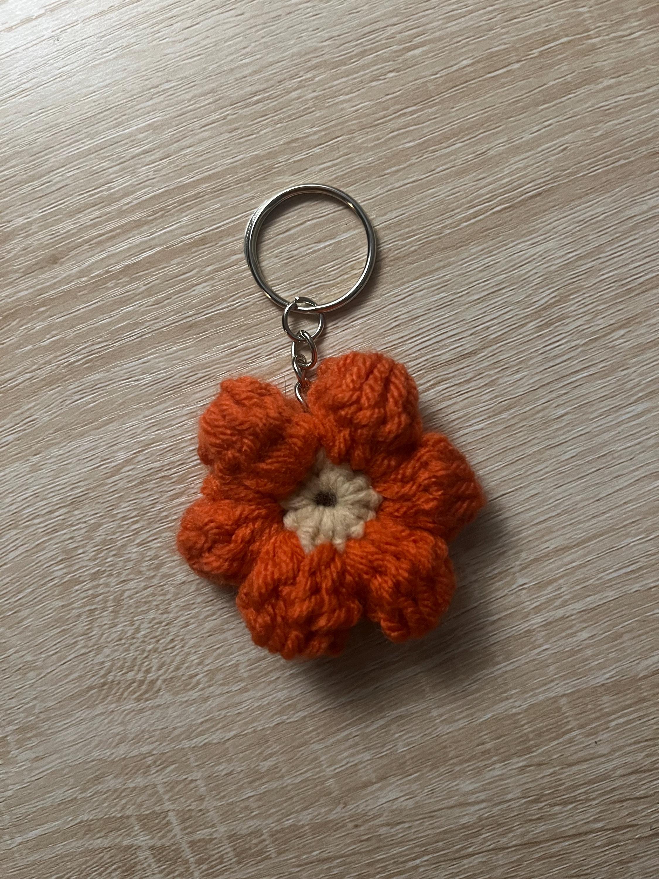 Orange Peel Flower Keychain | Crochet Accessory for Bag - Etsy