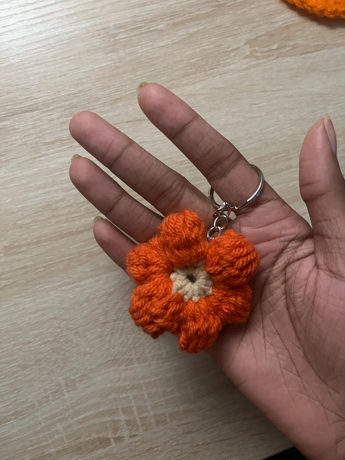 Orange Peel Flower Keychain | Crochet Accessory for Bag - Etsy