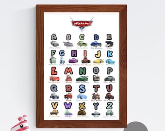 Hot Wheels, Alphabet Poster, ABC Sign, Alphabet, Kids Room Decor ...