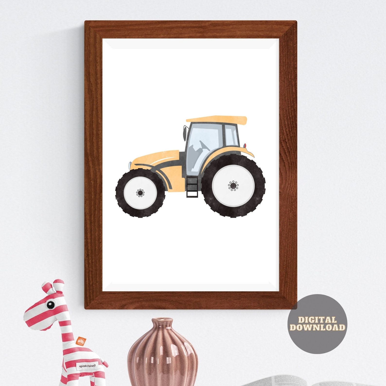 Tractor Watercolour Print, Tractor Nursery, Construction Vehicle Decor ...
