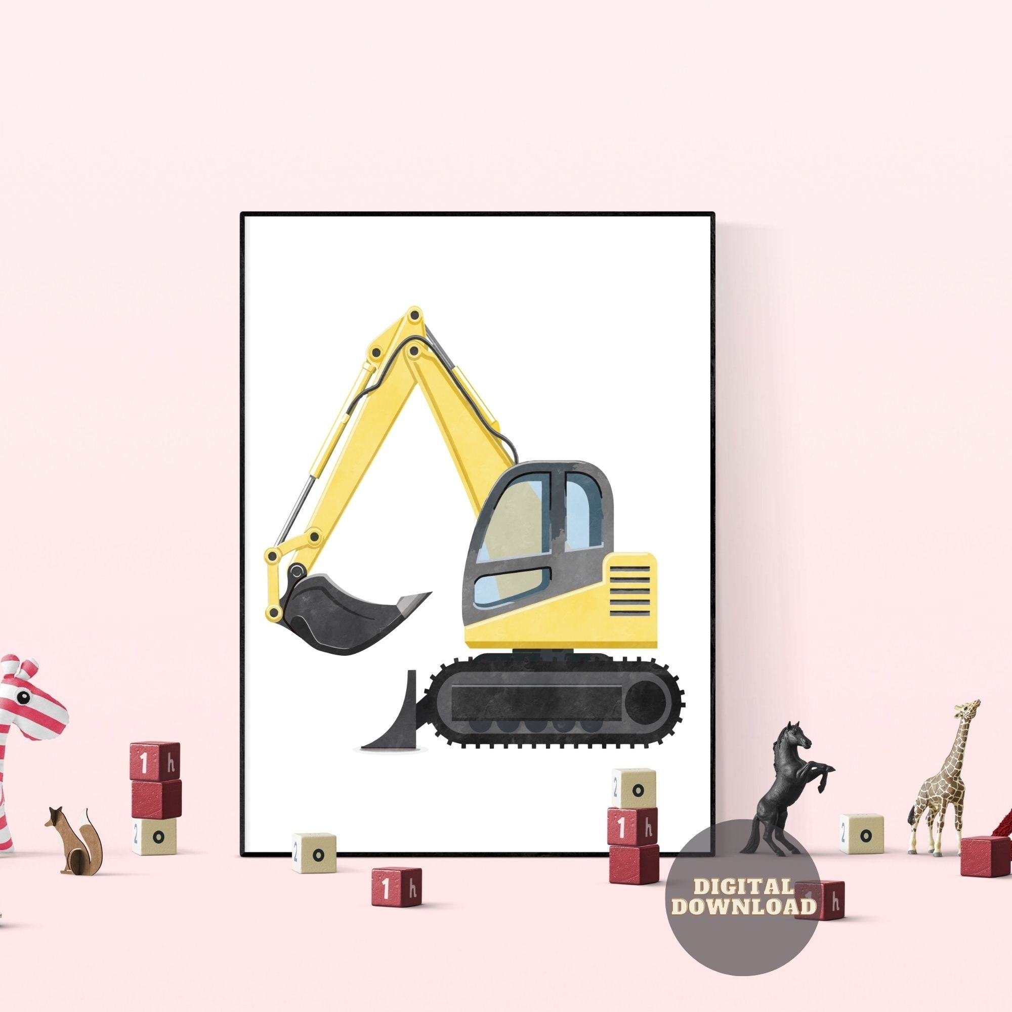 Backhoe Print, Construction Vehicle Prints, Boy Nursery Wall Decor ...