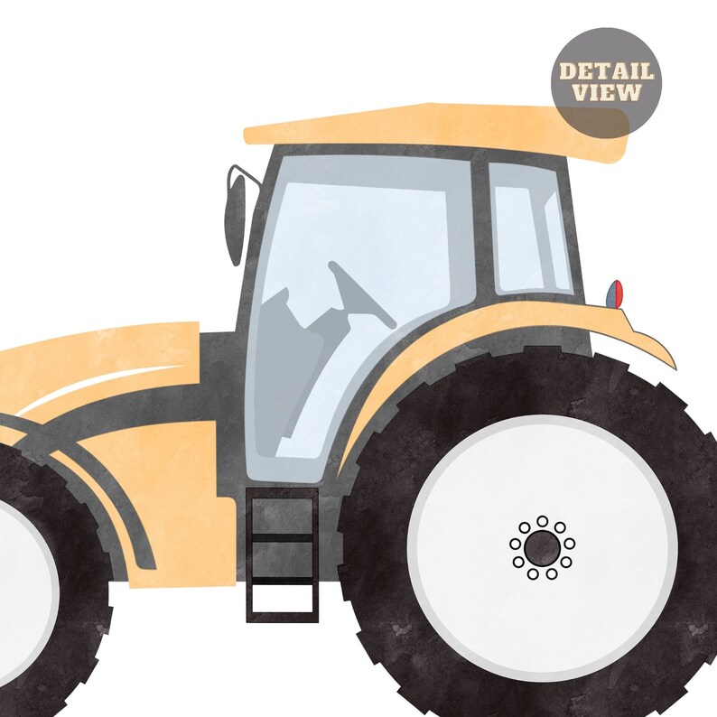 Tractor Watercolour Print, Tractor Nursery, Construction Vehicle Decor ...