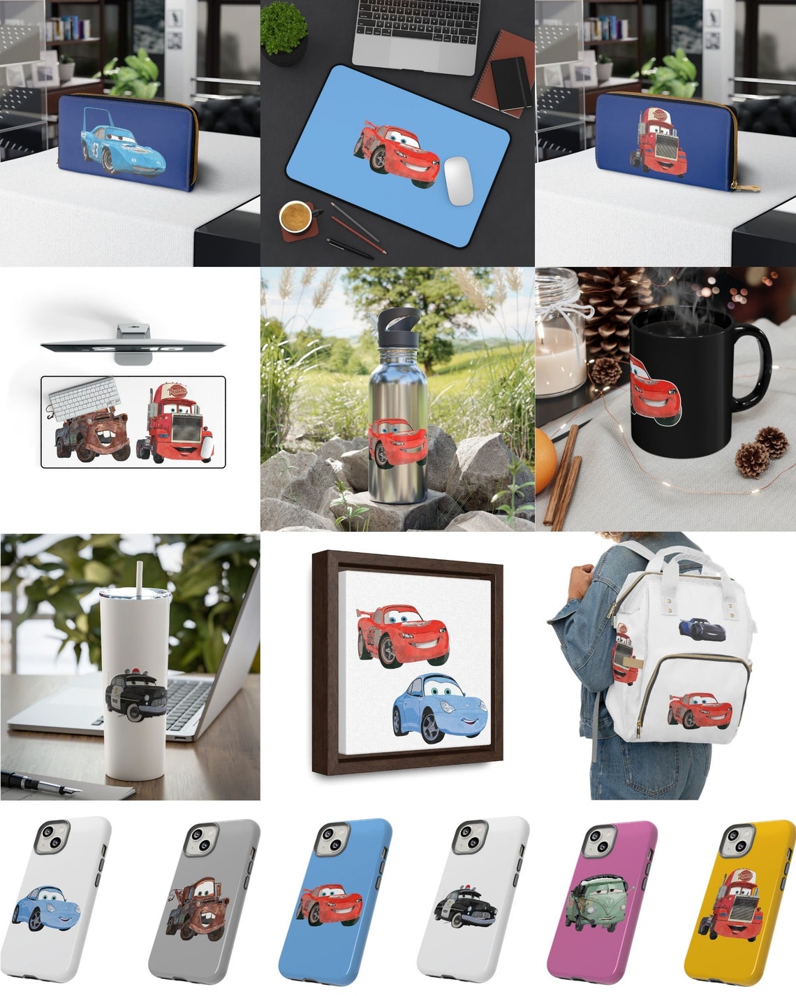 Set of 15 DISNEY CARS, Lightning Mcqueen, Disney Cars, Watercolor Png ...