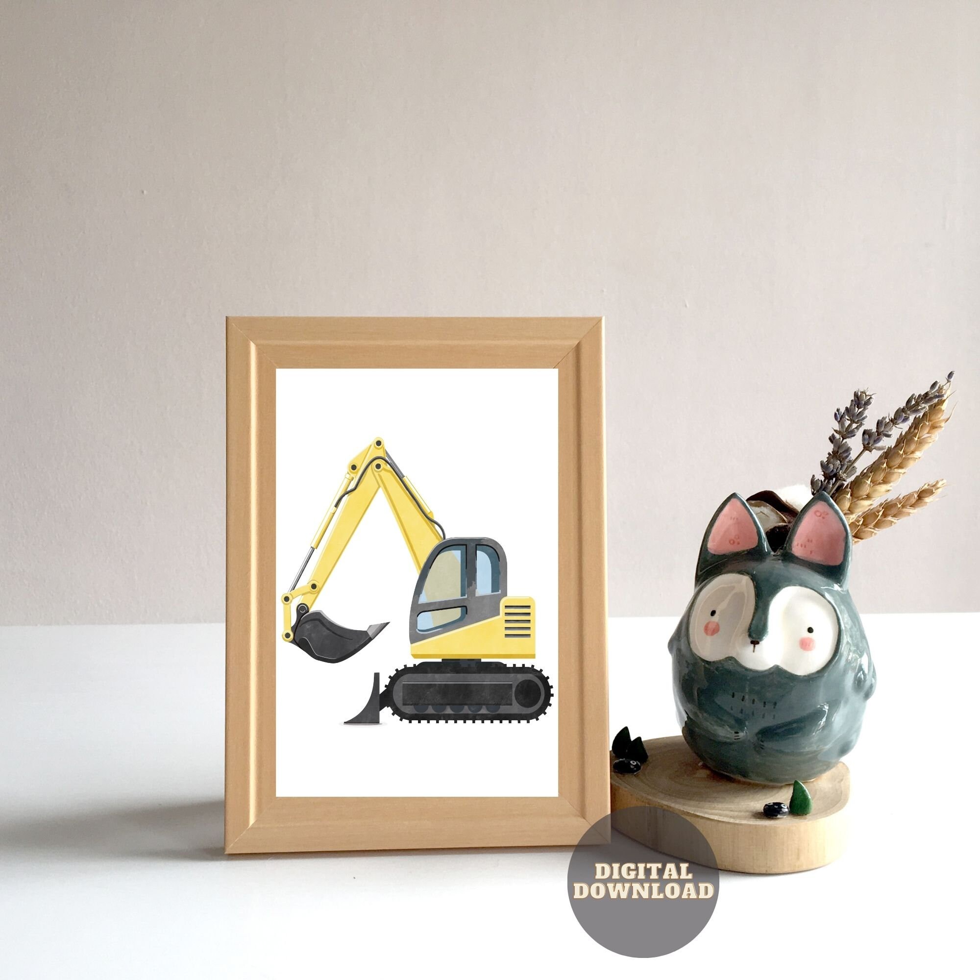 Backhoe Print, Construction Vehicle Prints, Boy Nursery Wall Decor ...