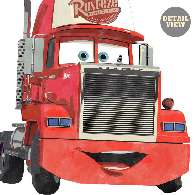 Mack Disney Pixar Cars Disney Cars Print Disney Cars Poster Cars Wall Art Disney Decor