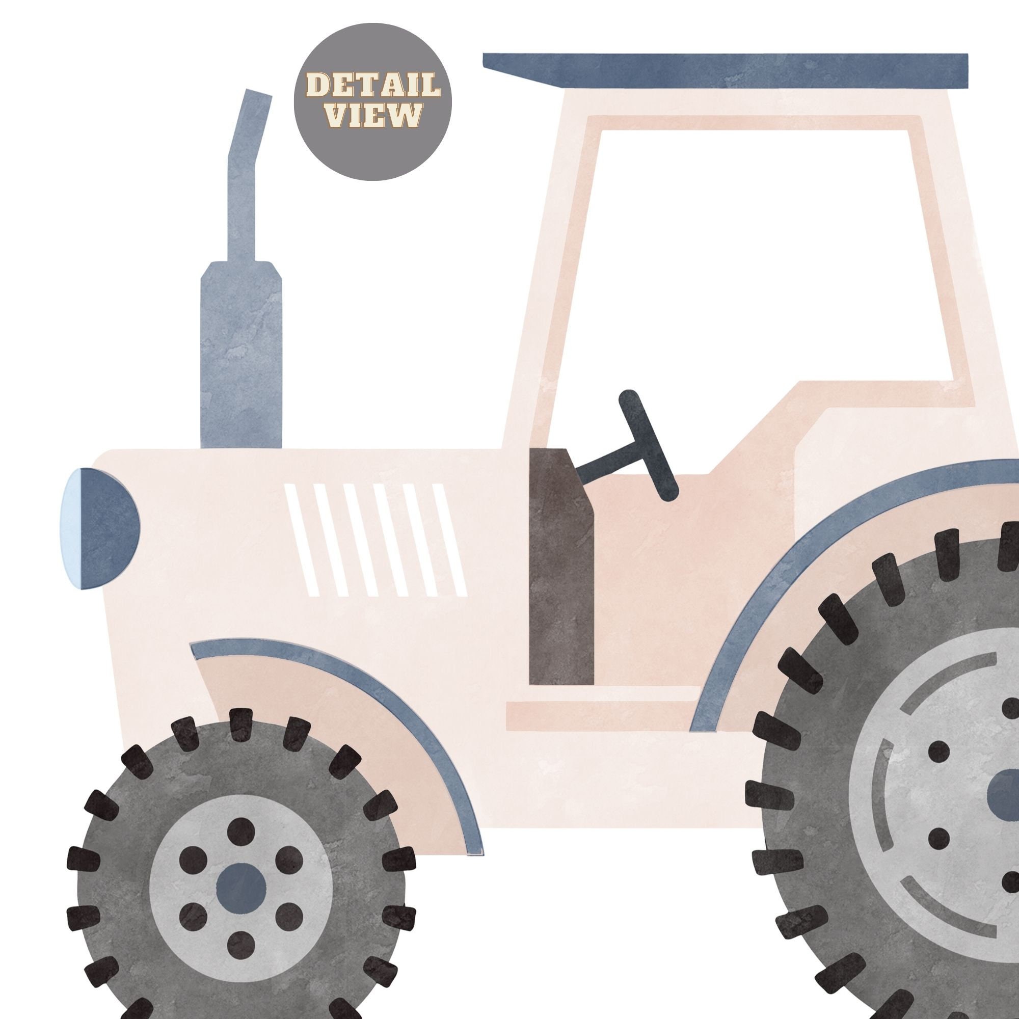 Tractor Watercolour Print, Tractor Nursery, Construction Vehicle Decor ...