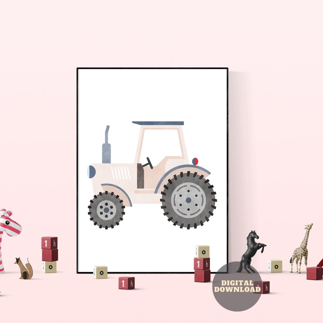 Tractor Watercolour Print Tractor Nursery Construction - Etsy