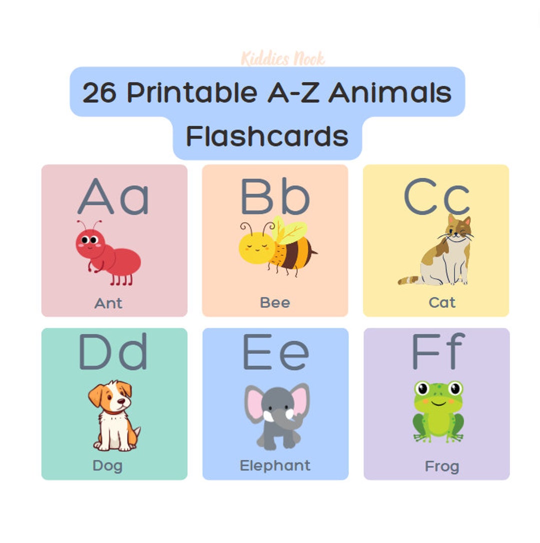 Animal Alphabet Flashcards A-Z Animals Printable ABC Flashcards ...