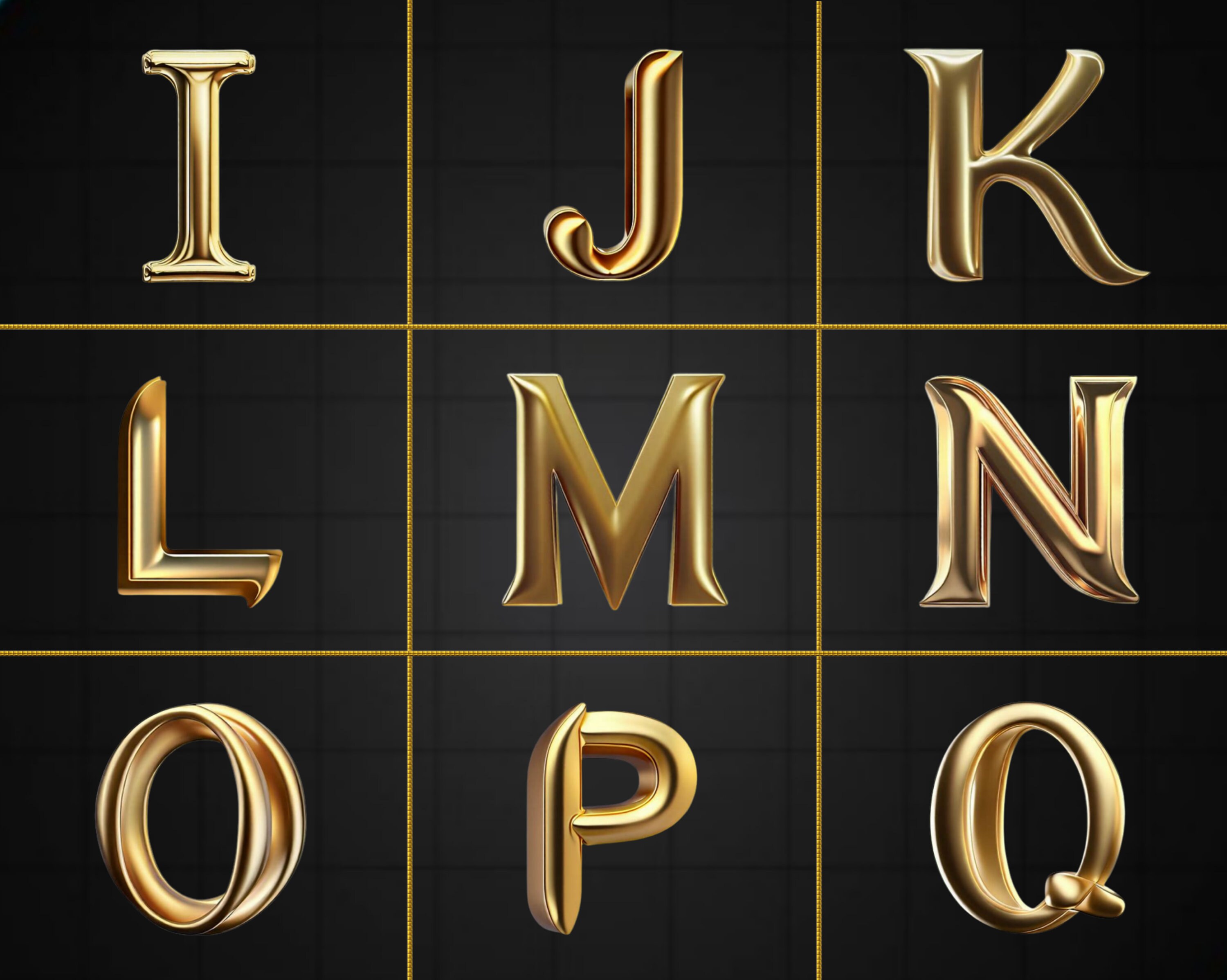 1 Set Gold Color Alphabet Design. Transparent PNG Format Digital ...