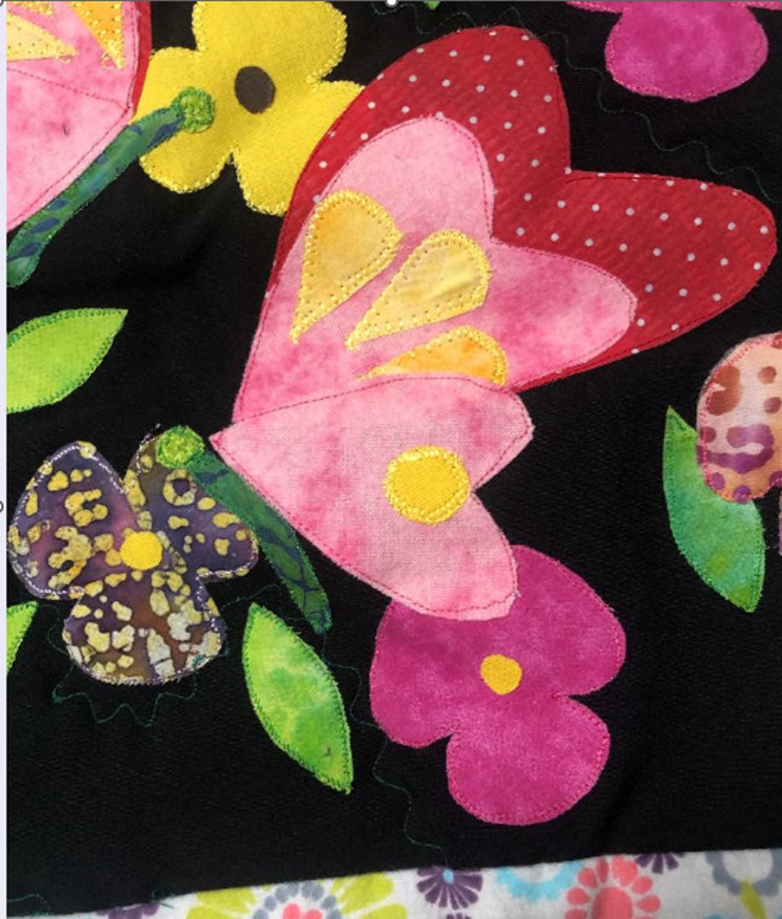 BUTTERFLIES QUILT Butterflies and Flowers Textile Art Butterflies ...