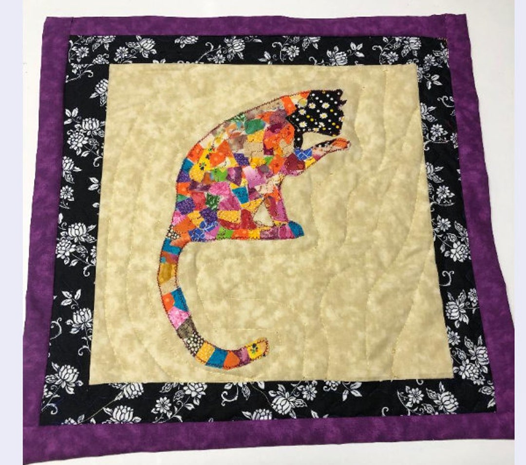 Cat Collage Quilt Cat Patchwork Wall Hanging 16.5 X 16.5 Cat Quilt Cat ...