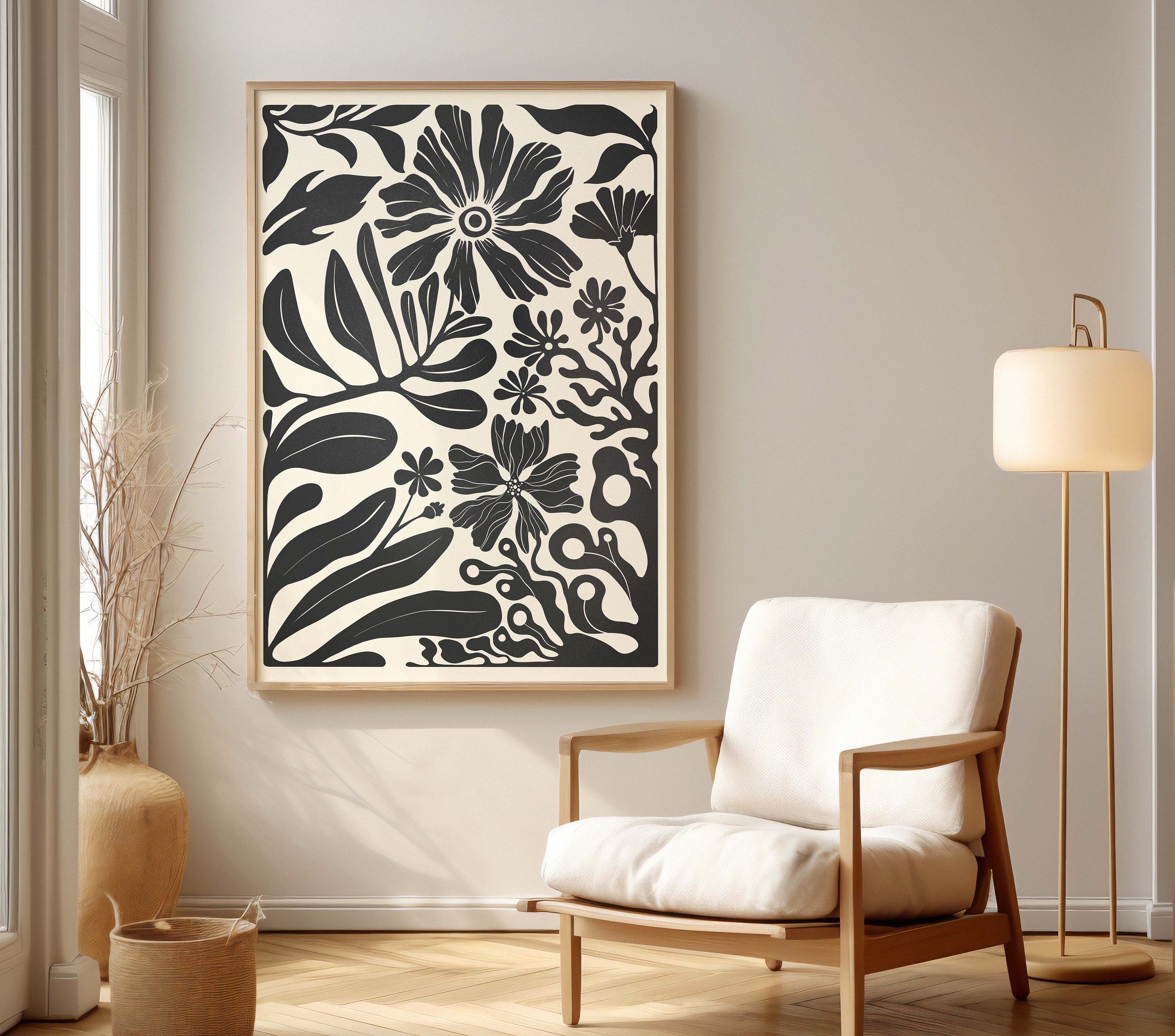 Set of 9 Silhouette Botanical Bouquet Wall Art Digital Prints - Etsy UK