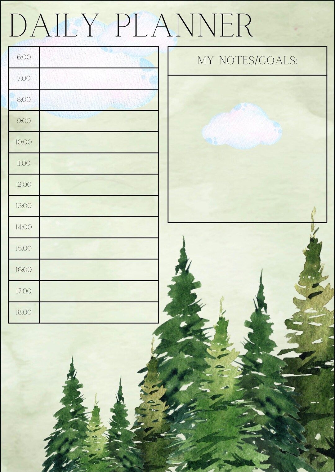 Printable Daily Planner - Nature Design - Etsy