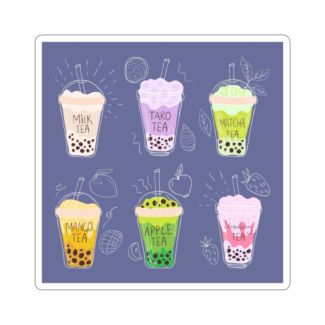 Bubble Tea Stickers | Cute Kawaii Boba Stickers Set, Pastel Aesthetic ...
