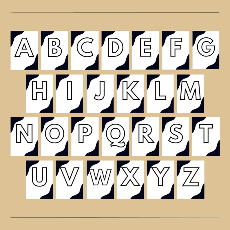 A-Z Letters Digital Printable Colouring Pages (A4). Navy Design. Adult ...