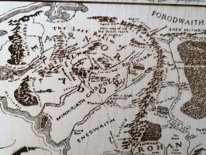 The Lord of the Rings Map Wood Engraving - Etsy