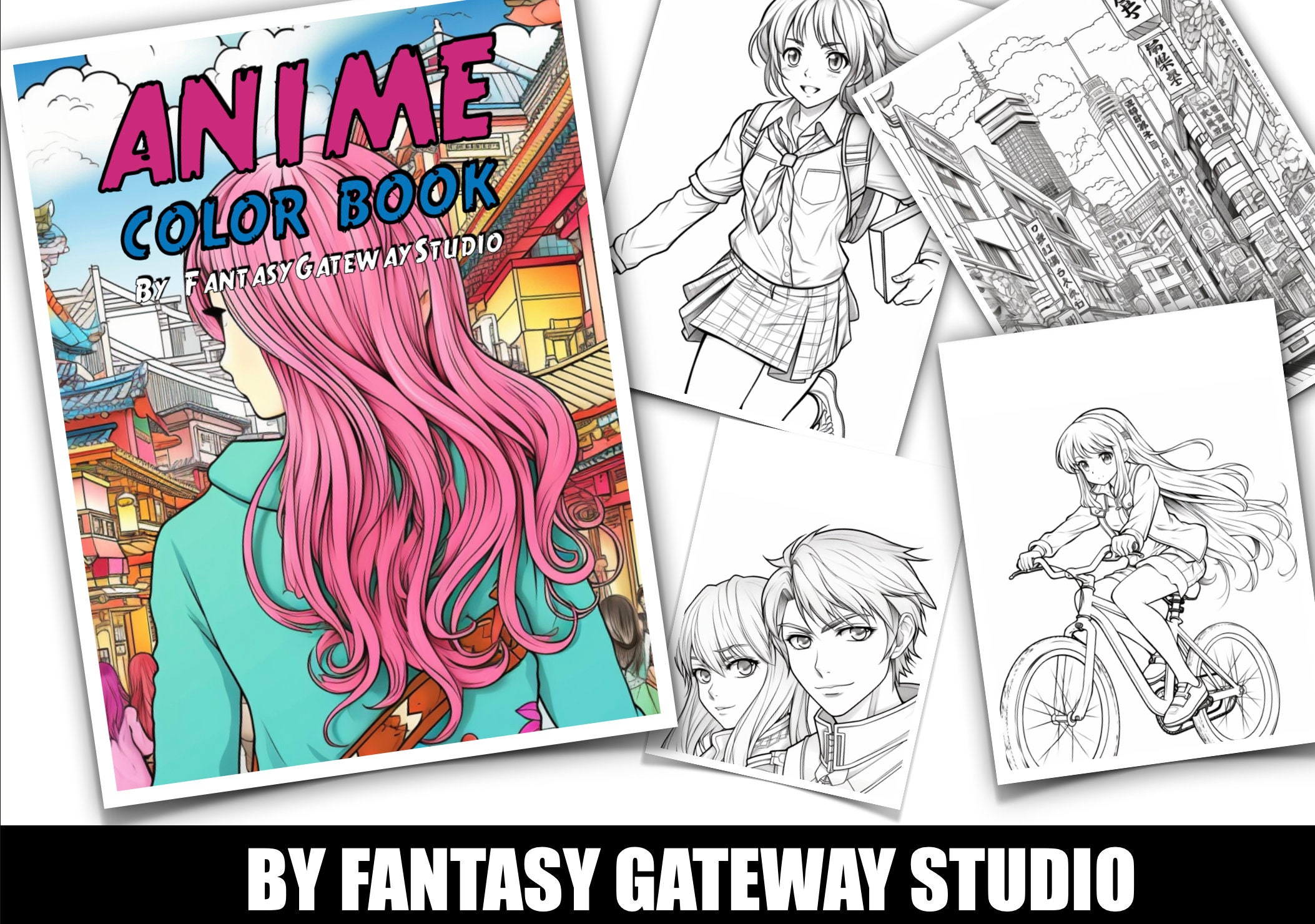 126 ANIME Coloring Pages, Printable Book for Adults, Kids Instant ...