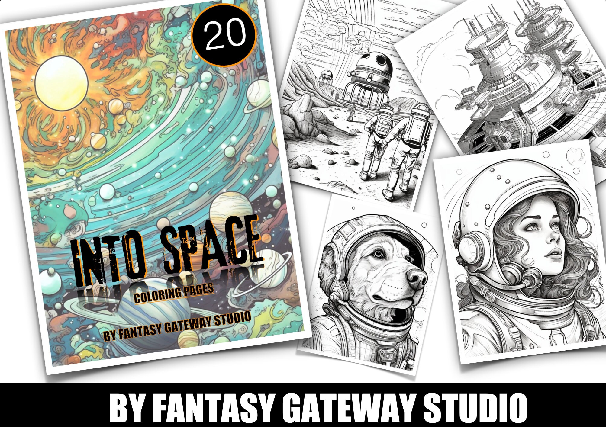 20 SPACE Themed Coloring Pages of Into Space, Adult and Teen Coloring ...
