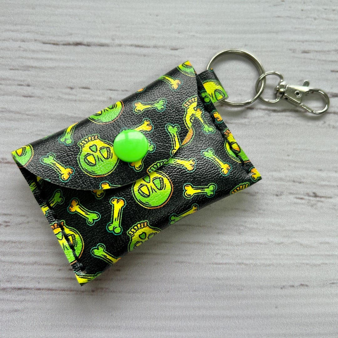 Coin Pouch Keychain - Faux Leather Purse With Snap Button Fastening ...