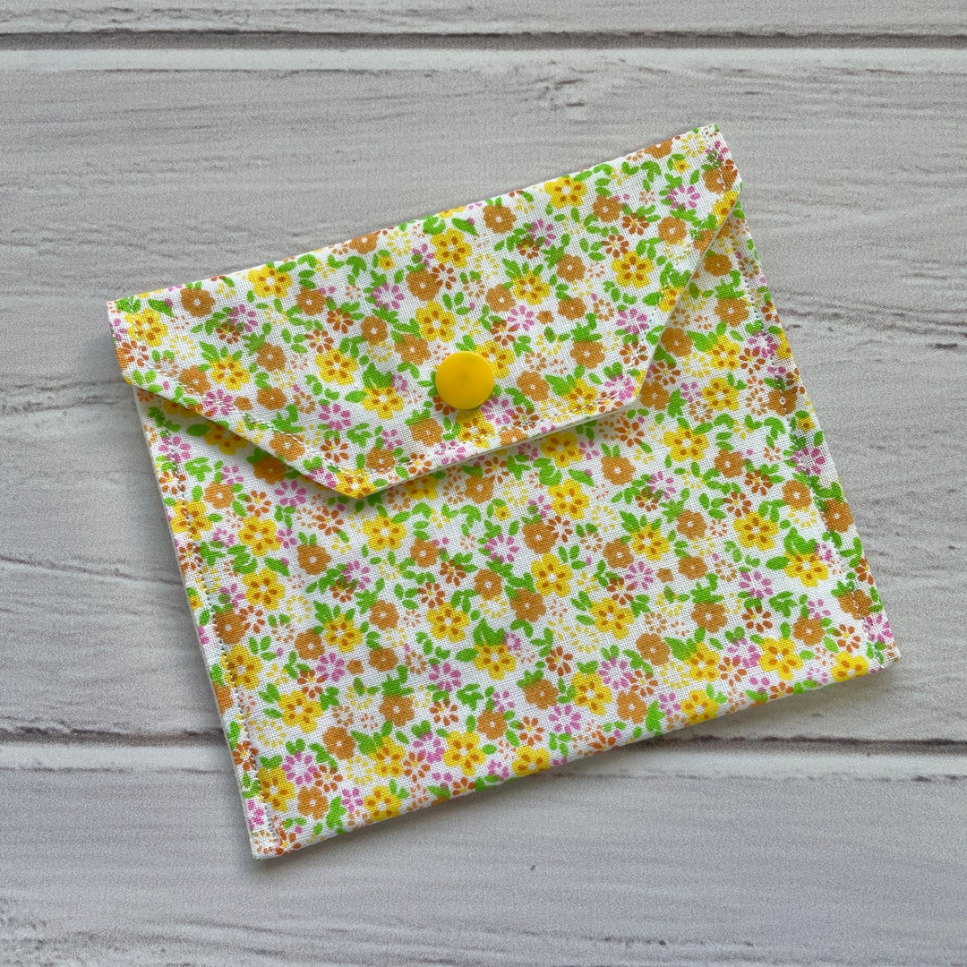Period Pouch Sanitary Pad Purse Orange, Yellow, Green Flowers Floral ...