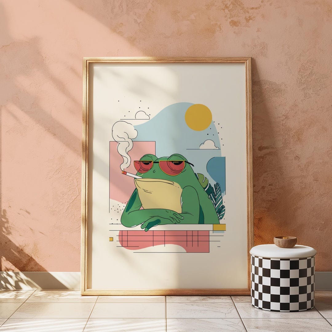 Moody Frog Poster Print | Funny Animal Wall Art | Whimsical Frog ...
