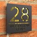 Modern Black Door Numbers, With Gold Mirror Floating Door Sign, Custom ...