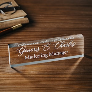 Desk Plaque Personalized Acrylic Name Plate for Desk Custom Name Sign ...