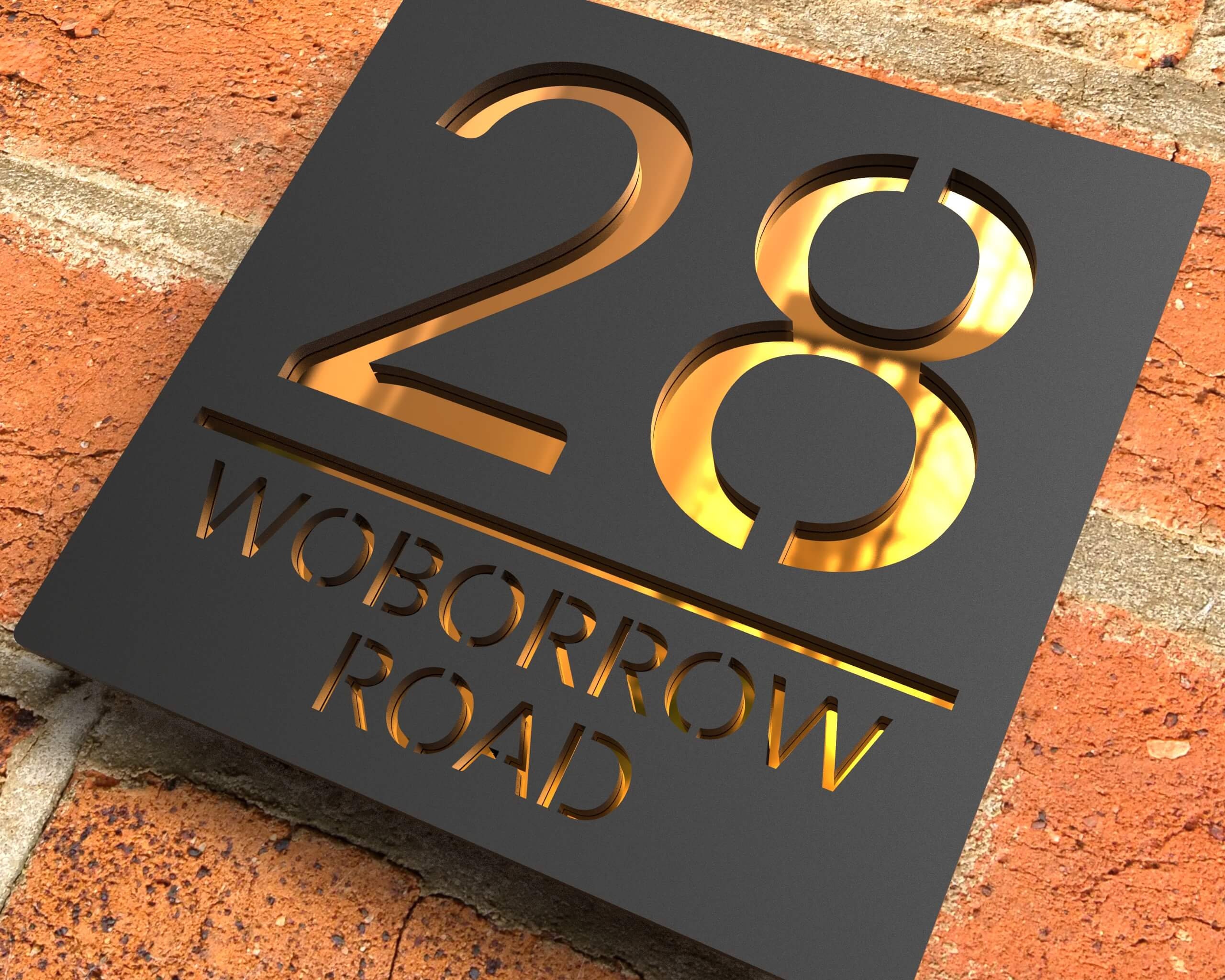 Modern Black Door Numbers, With Bronze Mirror Baseplate Custom Acrylic ...