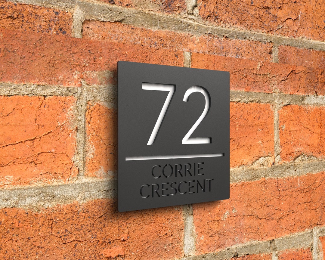 Modern Black Door Numbers, With Gloss White Backplate Custom Acrylic ...